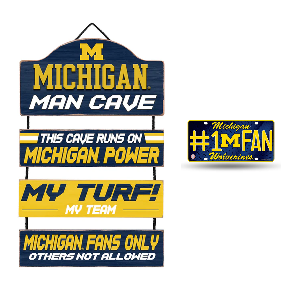 Michigan Wolverines NCAA Sign & #1 Fan Plate Bundle (UK Stock) – UKASSNI